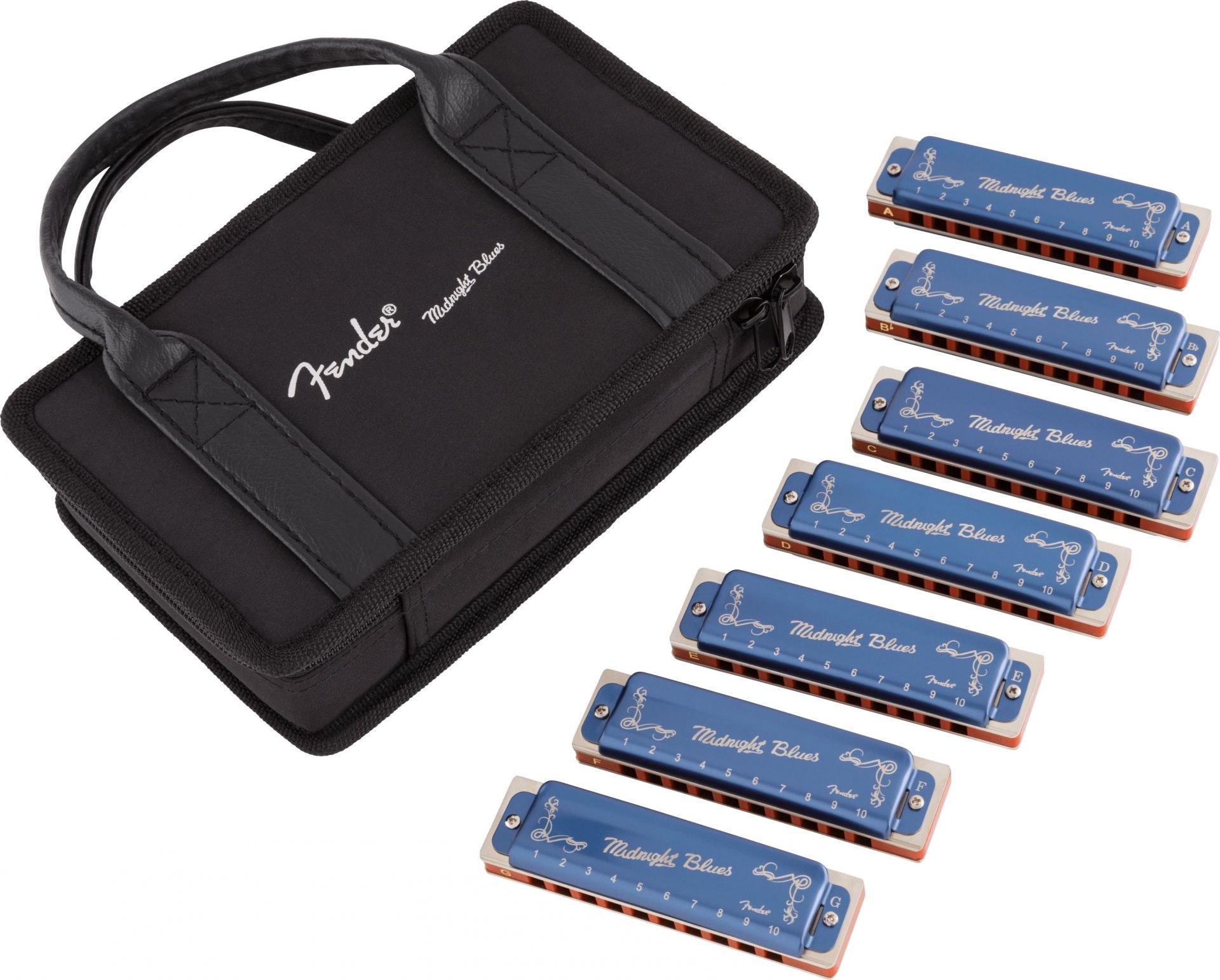 Set Muzicuta Fender Midnight Blues Harmonica 7buc cu toc